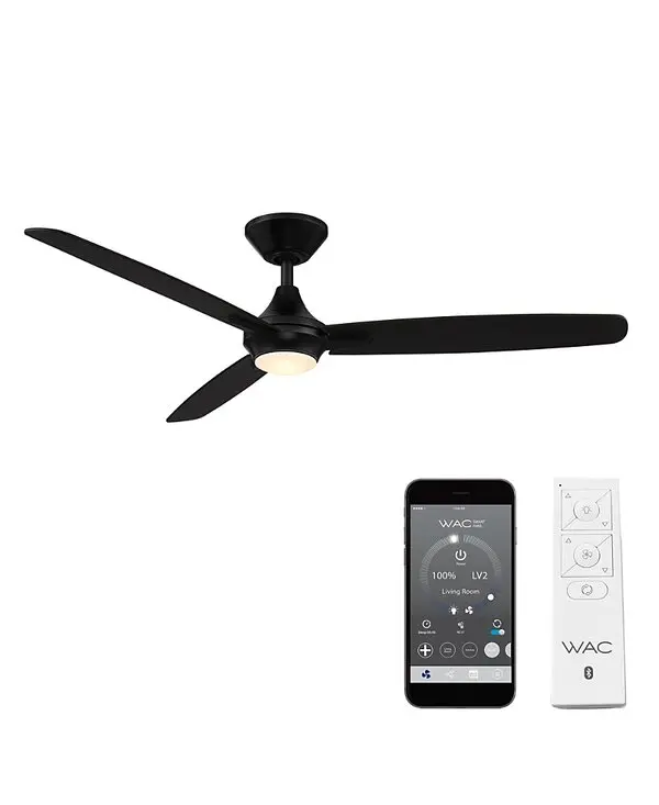 LUXADORA Wac Lighting Smart Fans Blitzen 54 In 3000k Led Indoor Or Outdoor Smart Home Ceiling Fan - Matte Black