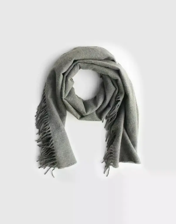 Madewell Fringe Wool Scarf - Hthr Dark Grey