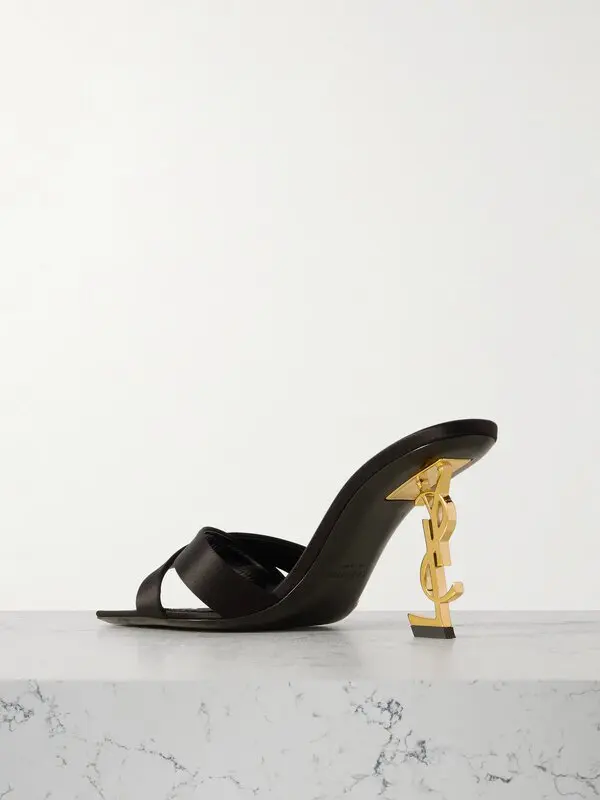 Saint Laurent Opyum Satin Mules - Black