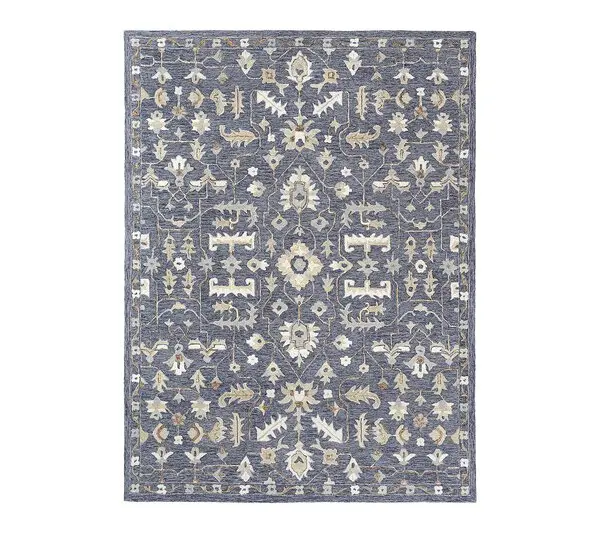 OX BAY TRADING CO. Ox Bay Persian Blue/green Floral Wool Indoor Ru G, 7'9 X 9'9 - One-color