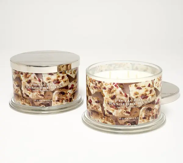HOMEWORX BY SLATKIN + CO. As Is S/2 18oz Cran Bark Candles - One-color