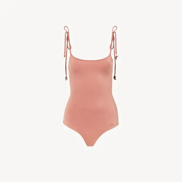 Chloé Knotted-strap One-piece Swimsuit - Wild Pink