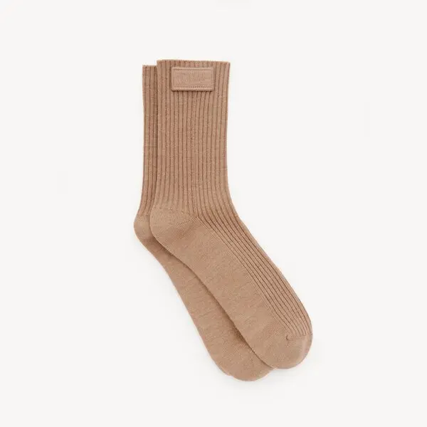 Chloé Signature Wool-knit Socks - Light Camel