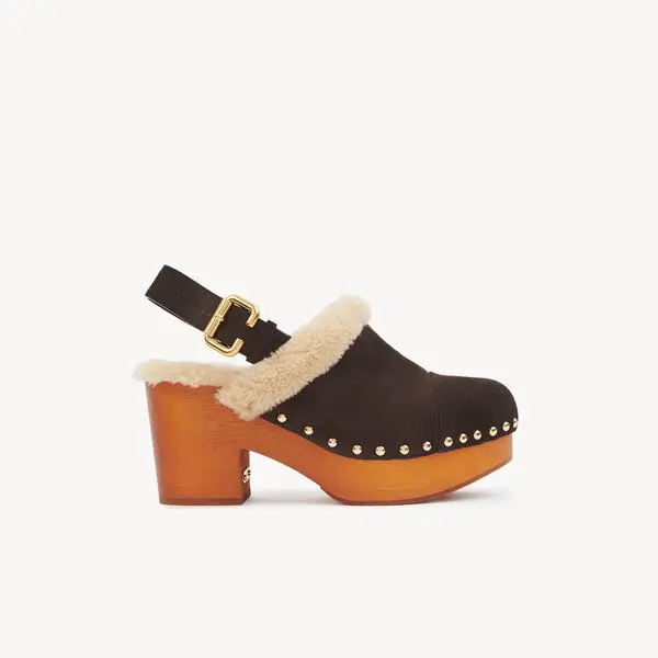 Chloé Jeannette Wedge Clogs - Burnt Brown