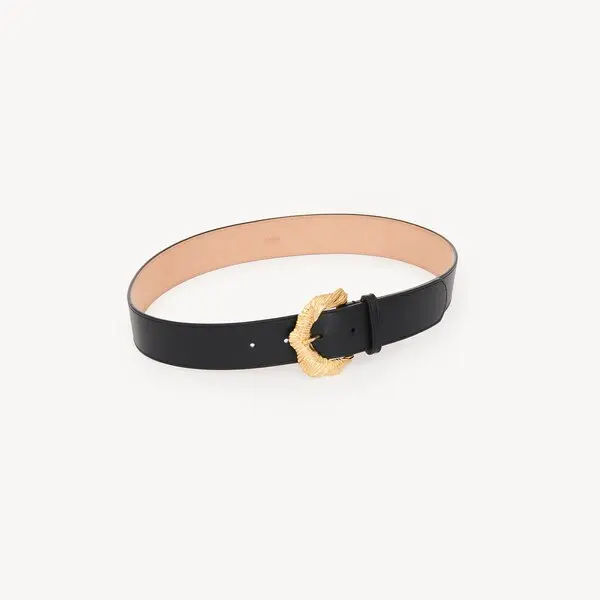 Chloé Flowers Leather Belt - Black