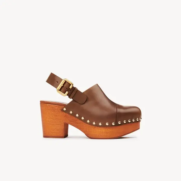 Chloé Jeannette Wedge Clogs - Olive