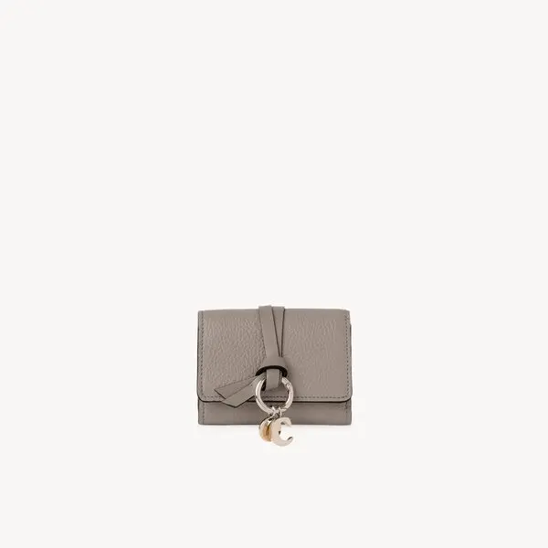 Chloé Mini Alphabet Tri-fold In Grained Leather Single - Cashmere Grey