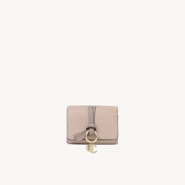Chloé Mini Alphabet Tri-fold In Grained Leather Single - Woodsmoke