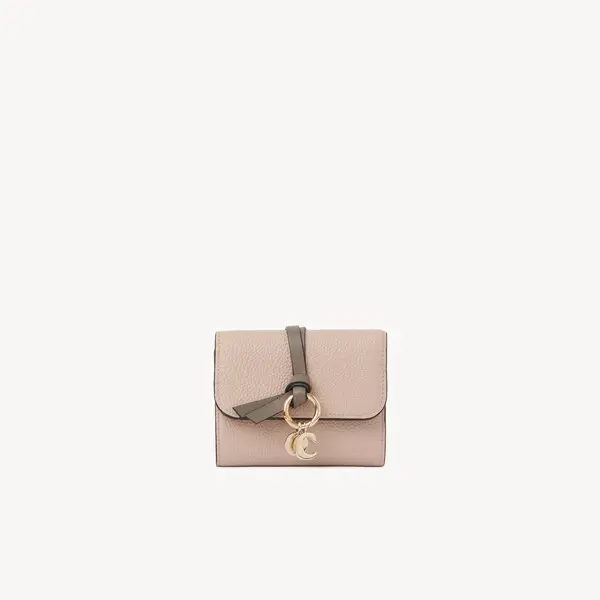 Chloé Small Alphabet Tri-fold In Grained Leather Single - Earthy Pink