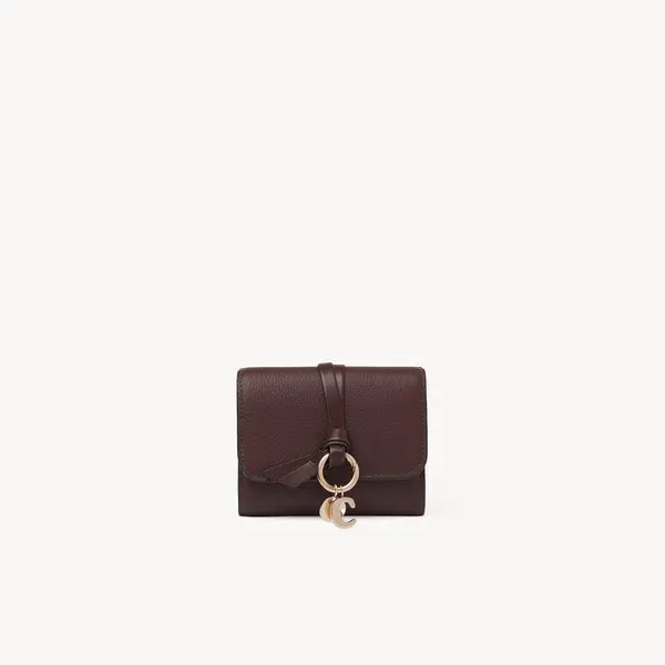 Chloé Small Alphabet Tri-fold In Grained Leather Single - Perfect Plum