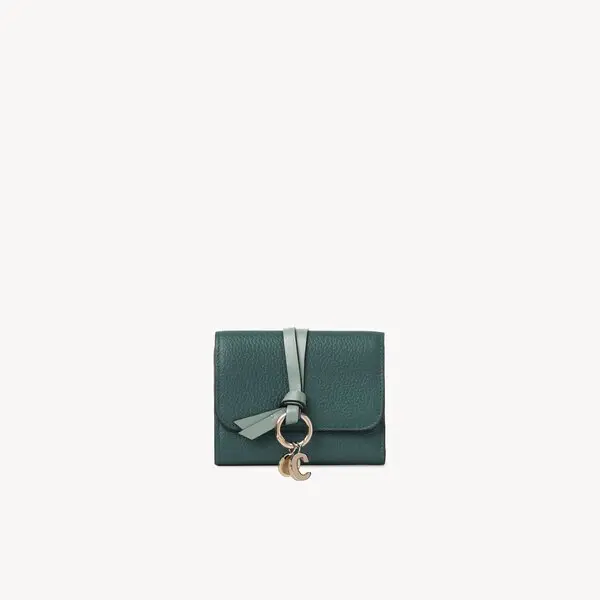 Chloé Small Alphabet Tri-fold In Grained Leather Single - Tornado Blue