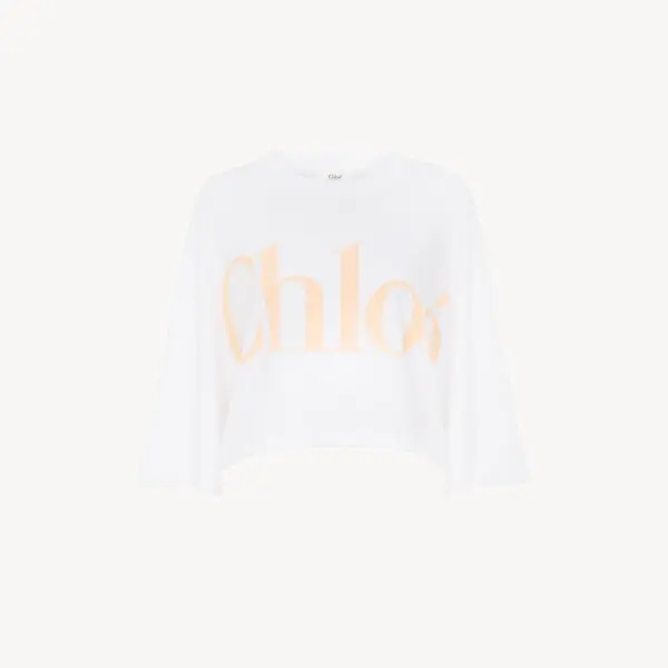 Chloé Oversized Cropped Logo T-shirt - White