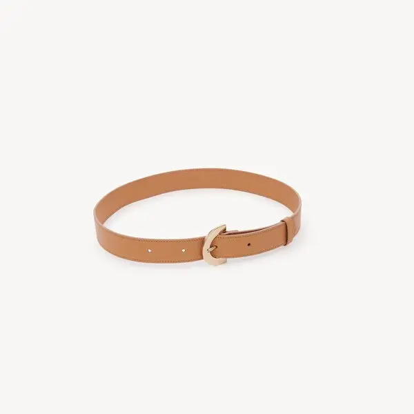 Chloé Leather Belt With Gold-tone Buckle - Milky Brown