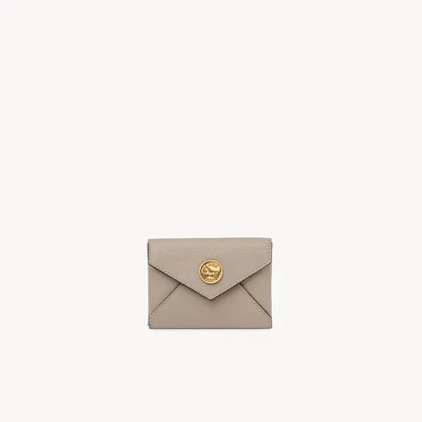 Chloé Envelope Card Holder In Grained Leather Single - Motty Grey