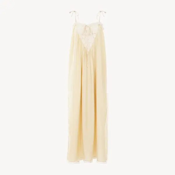 Chloé Ruffled Long Dress With Lace - Powder Yellow