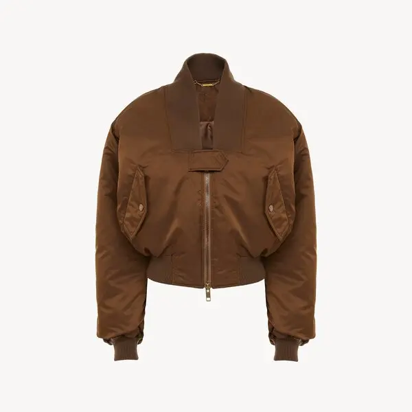 Chloé Nylon Bomber Jacket - Authentic Brown