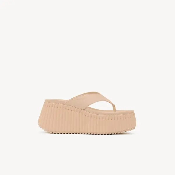 Chloé Nama Wedge Slides - Toasted Brown