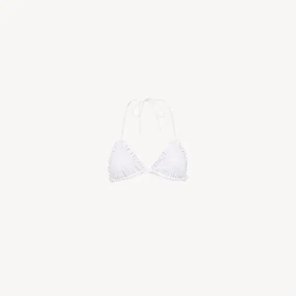 Chloé Ruffled Broderie Anglaise Bikini Top - White