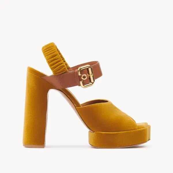 Chloé Aria Platform Sandals - Amber Gold