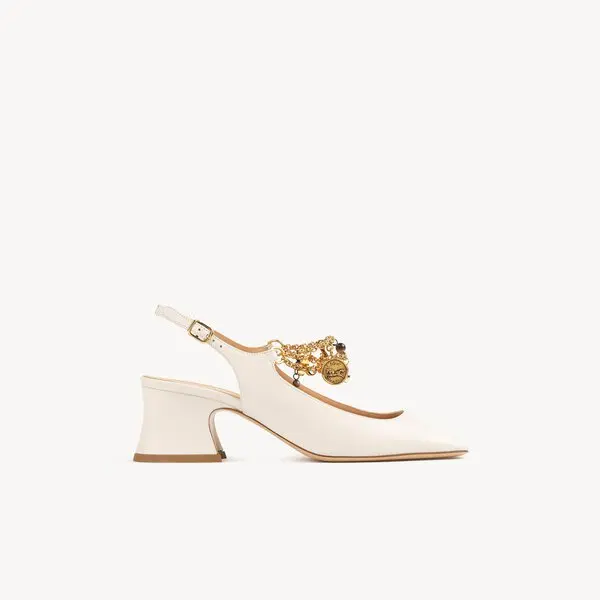 Chloé Charms Slingback Pumps - Eggshell