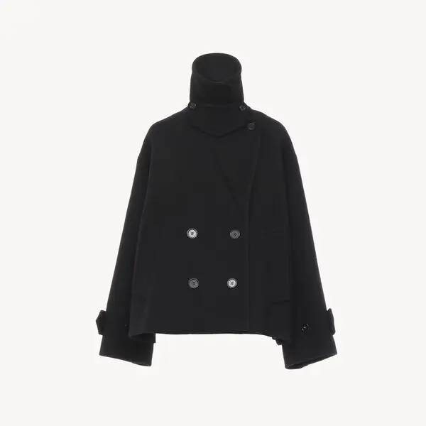 Chloé Oversized Wool Short Coat - Black