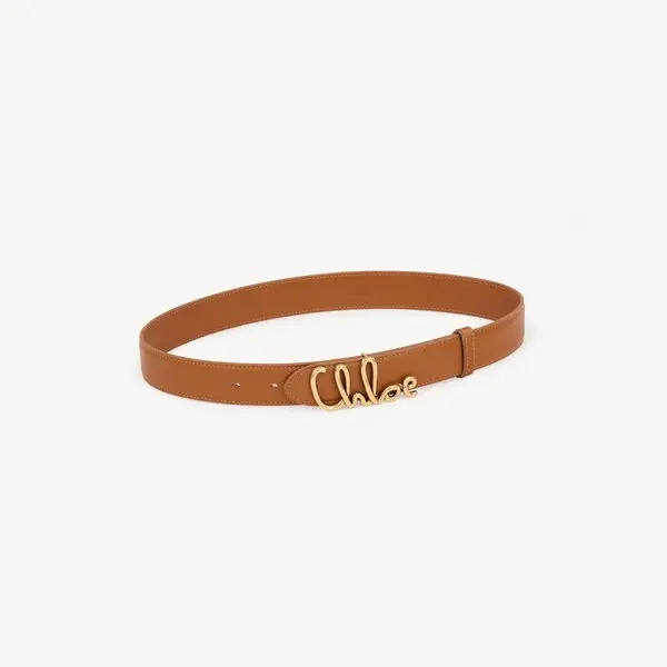 Chloé Iconic Buffalo Leather Belt - Clay Brown