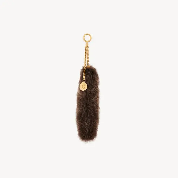 Chloé Shearling Tail Charm - Dark Brown