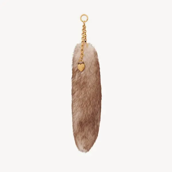 Chloé Shearling Tail Charm - Pearl Beige