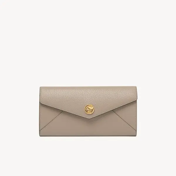 Chloé Envelope Long Wallet With Flap In Grained Leather Single - Motty Grey