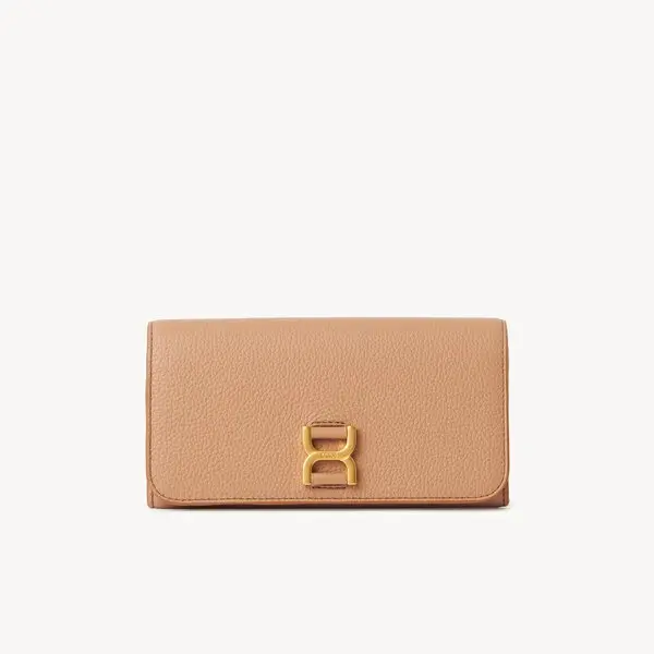 Chloé Marcie Long Wallet With Flap In Grained Leather Single