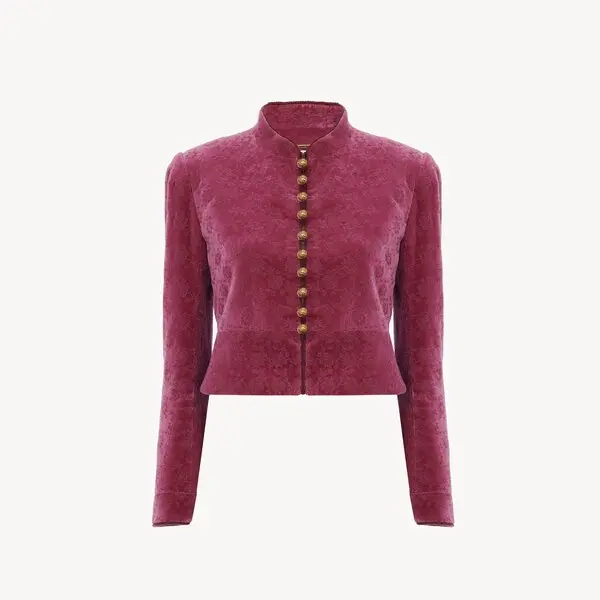 Chloé Cropped Fitted Velvet Jacket - Burnt Lilac