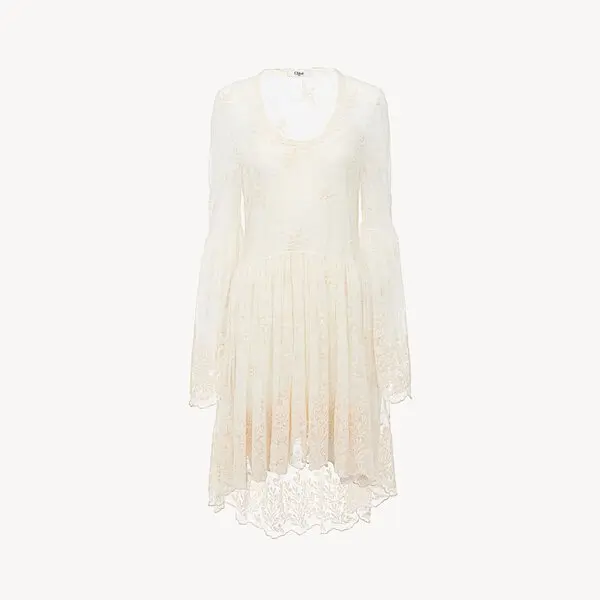 Chlo Embroidered Lace Mini Dress In Iconic Milk | Editorialist