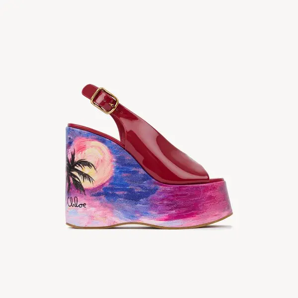 Chloé Maxime Wedge Sandals - Raspberry Sorbet