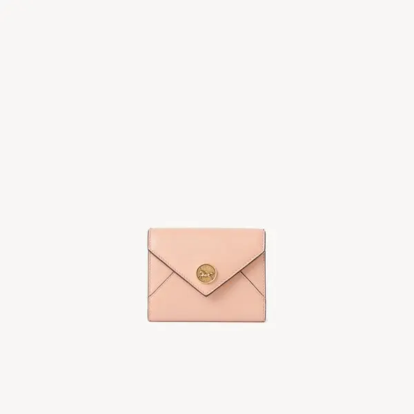 Chloé Small Envelope Tri-fold In Grained Leather Single - Blushy Beige