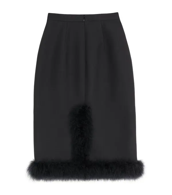 Valentino Garavani Virgin Wool-silk-feather Midi Skirt - Black