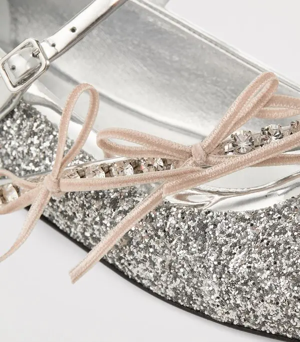 JIMMY CHOO Loli Glitter Ballerina Flats - Silver