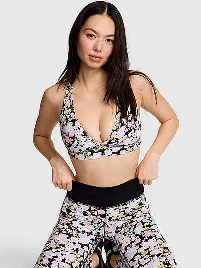 Pink Relay™ Criss-cross Plunge Sports Bra - Floral