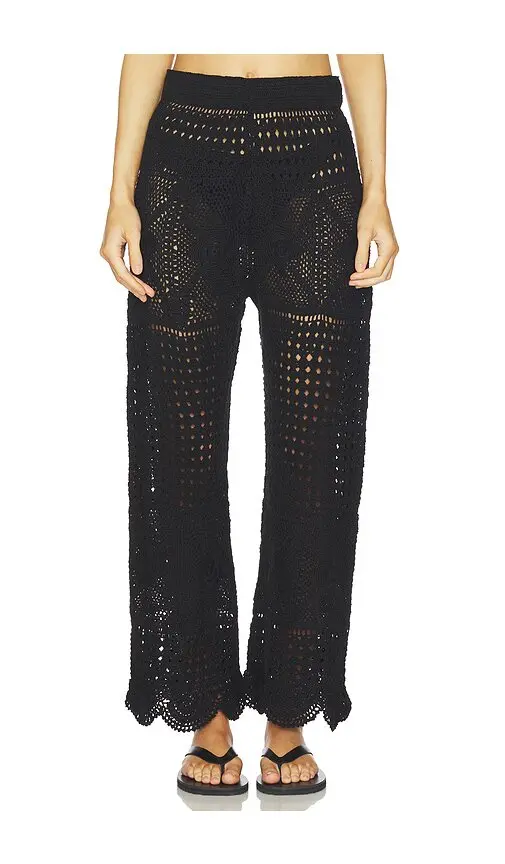 Agua Bendita Wesley Quilt Flared Pants - Black