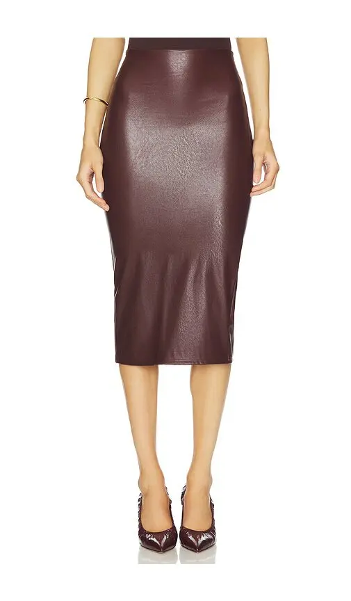Commando Faux Leather Midi Skirt - Oxblood