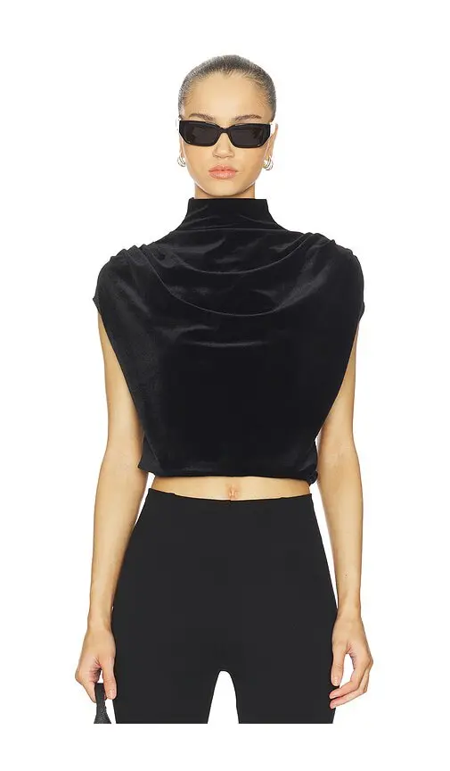 Commando Velvet Draped Mockneck Crop Top