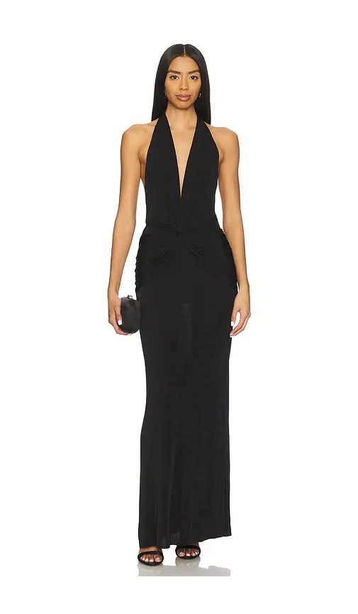 SEROYA Maxi Dress With Plunge Neckline