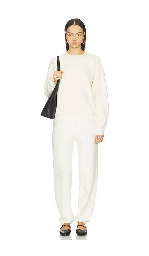 Eterne Classic Reverse French Terry Crew Sweatshirt - Cream