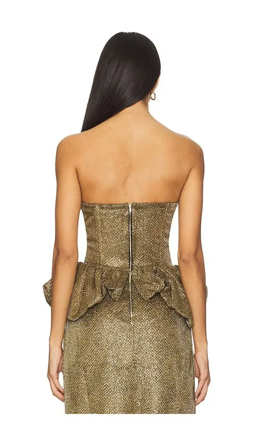 PatBO Metallic Weave Peplum Top