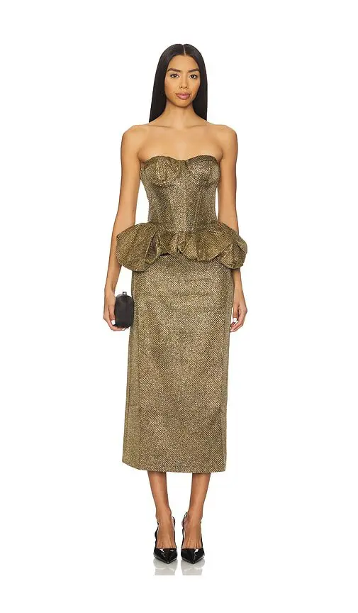 PatBO Metallic Weave Peplum Top
