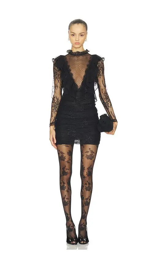PatBO Laila Lace Long Sleeve Mini Dress