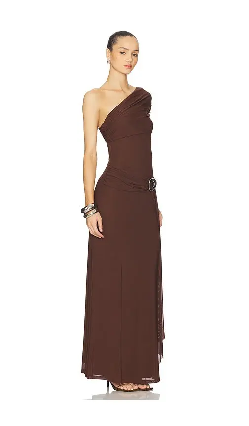 RUNAWAY THE LABEL Kassi Draped One Shoulder Midi Dress