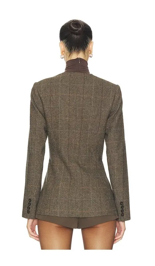 FAVORITE DAUGHTER Spencer Jacket With Button Detail - Mocha Plaid