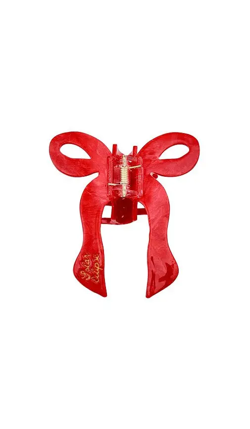 SOLAR ECLIPSE Hand-painted Coquette Bow Claw Clip - Red
