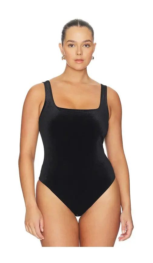 Good American Velvet Modern Tank Bodysuit - Black001