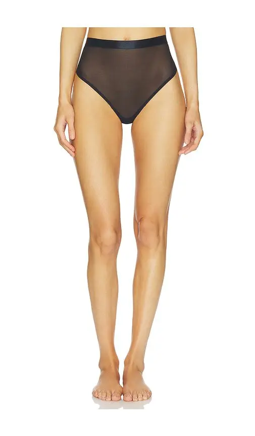 Spanx Spanxsmooth Sheer Smoothing Thong In Black - Very Black